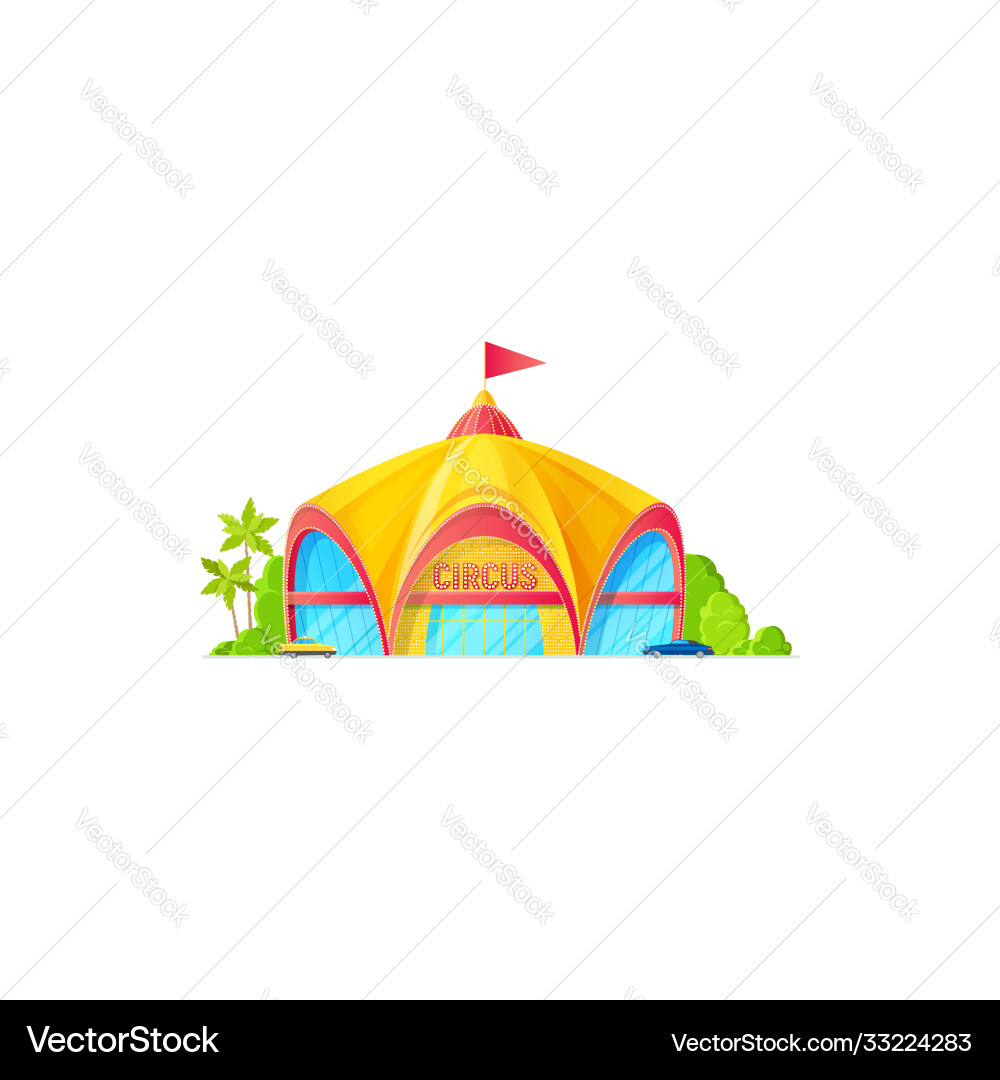 Circus building and trees facade exterior design Vector Image