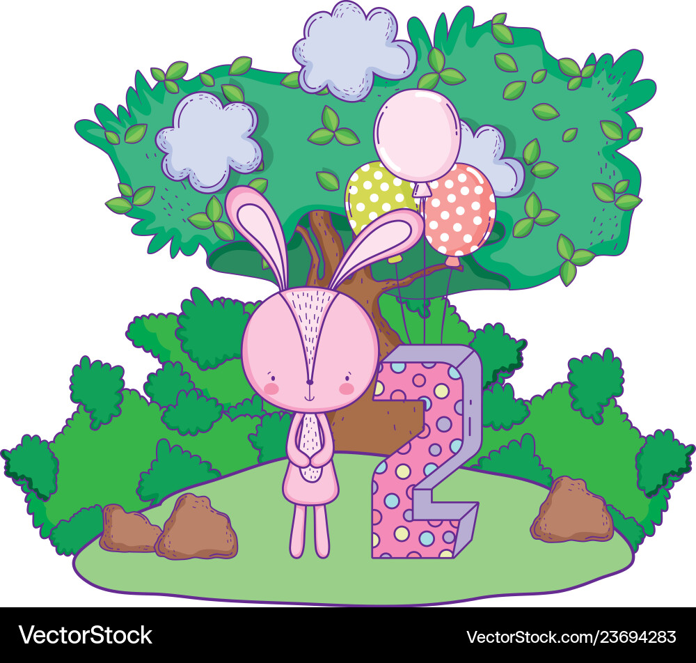 Cute little rabbit with balloons helium Royalty Free Vector