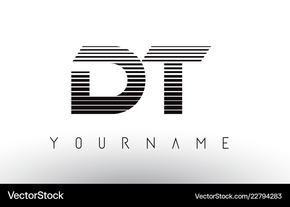 Dt d t black and white horizontal stripes letter Vector Image