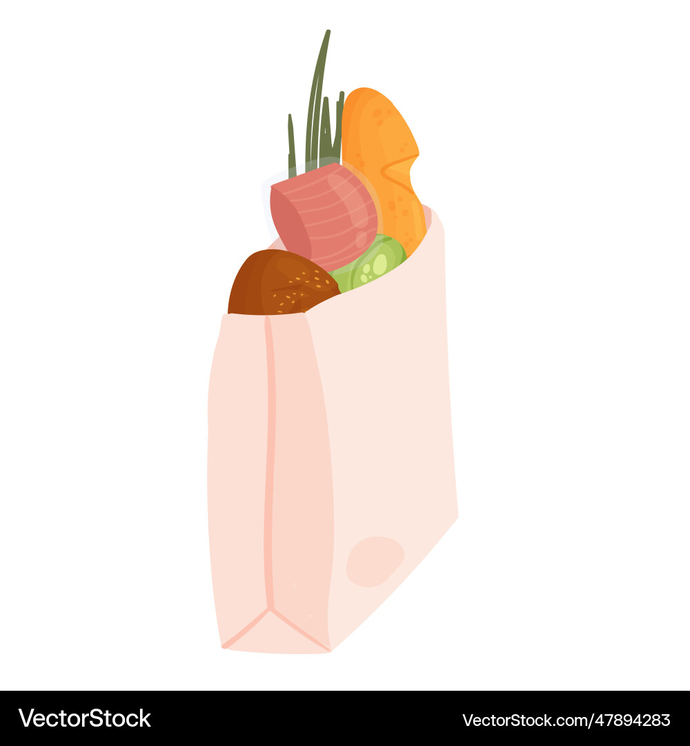 Eco paper bag with food Royalty Free Vector Image