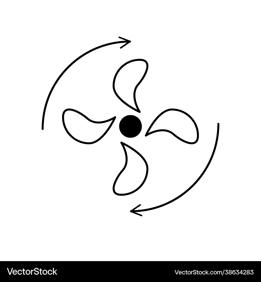 Fan icon line isolated over white Royalty Free Vector Image