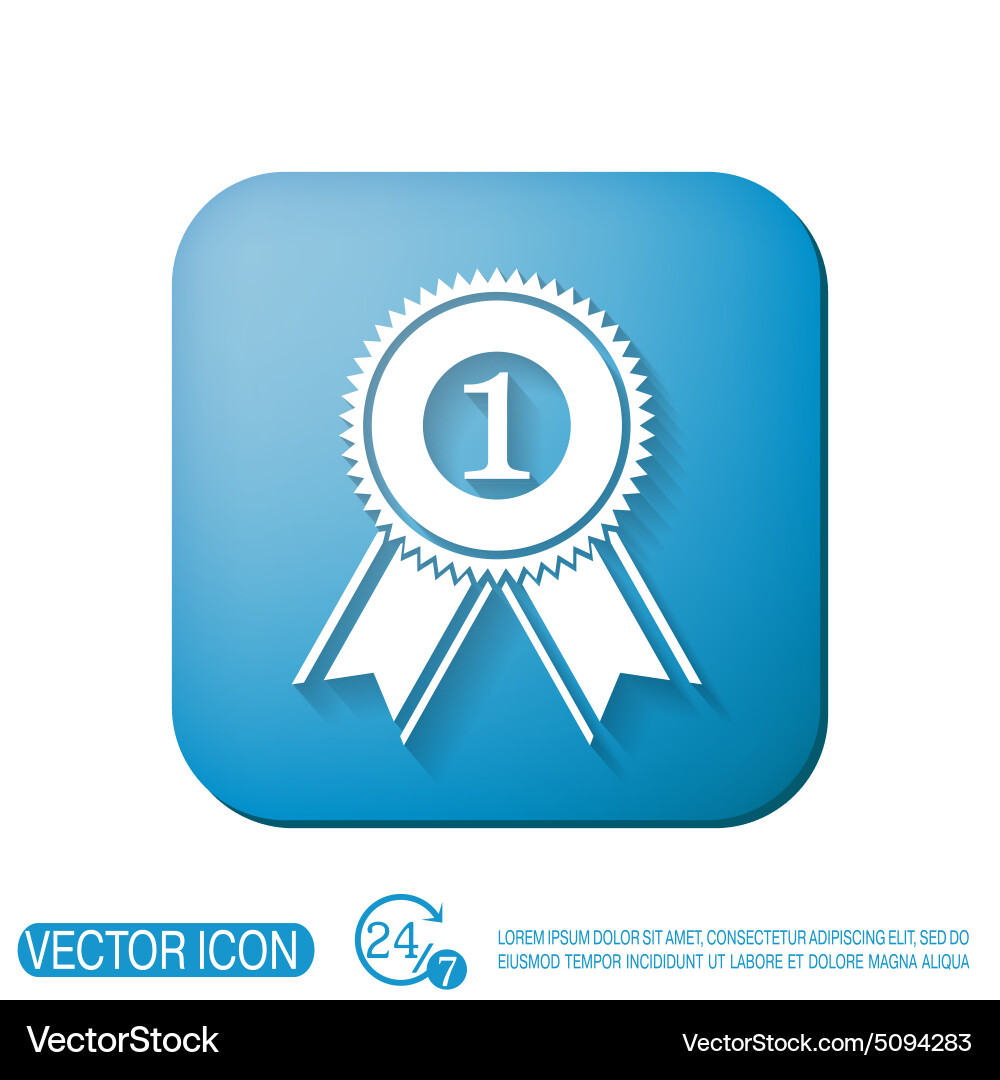 First place ribbon rosette icon victory icon Vector Image
