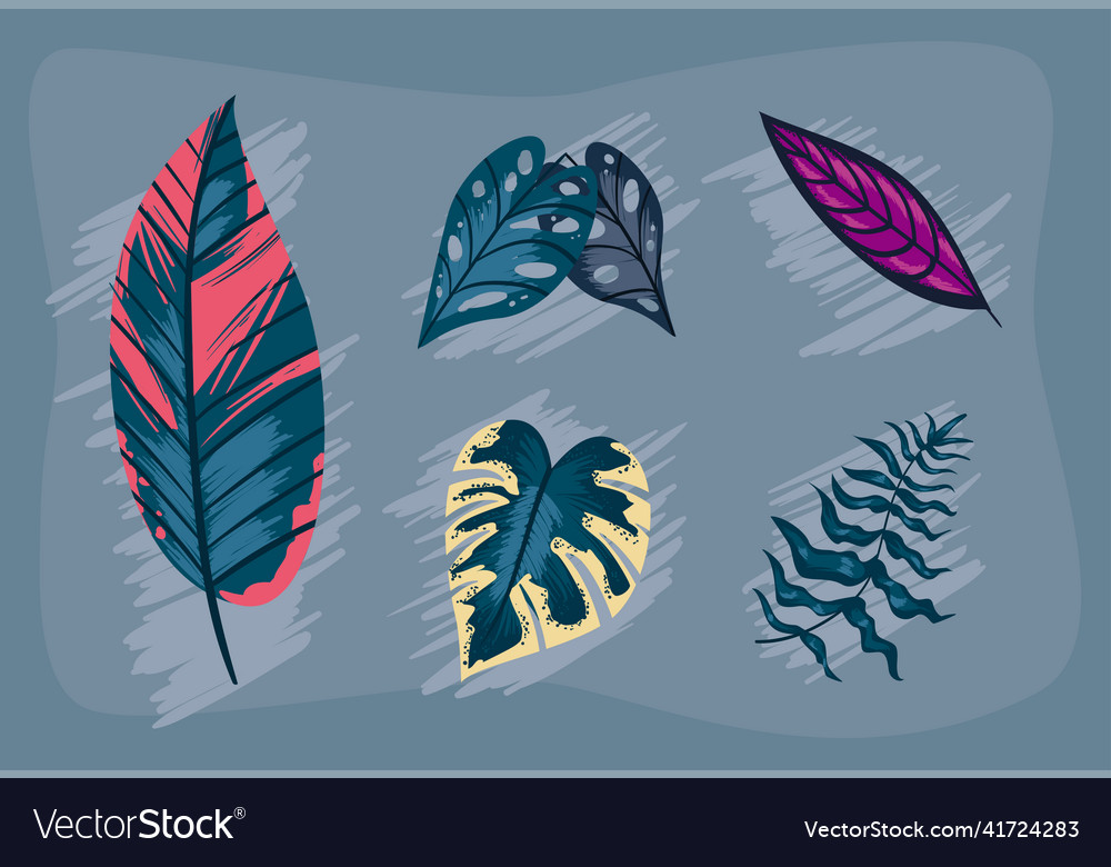 Five elegant leaves Royalty Free Vector Image - VectorStock