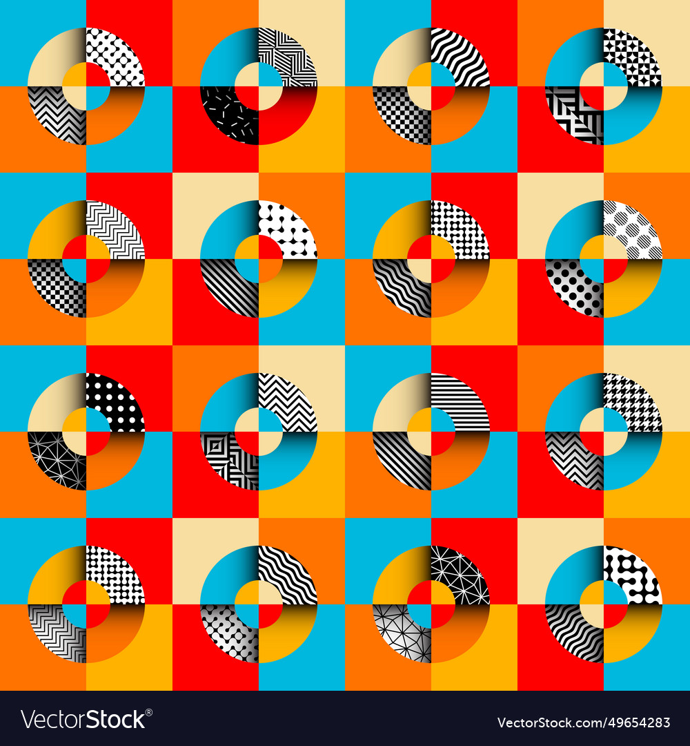 Geometric Abstract Pattern Retro Style Seamless Vector Image