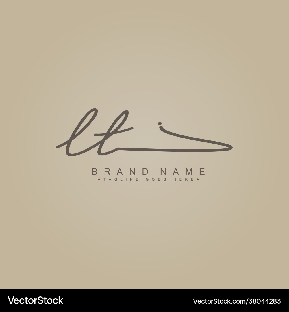 Initial letter lt logo - handwritten signature Vector Image
