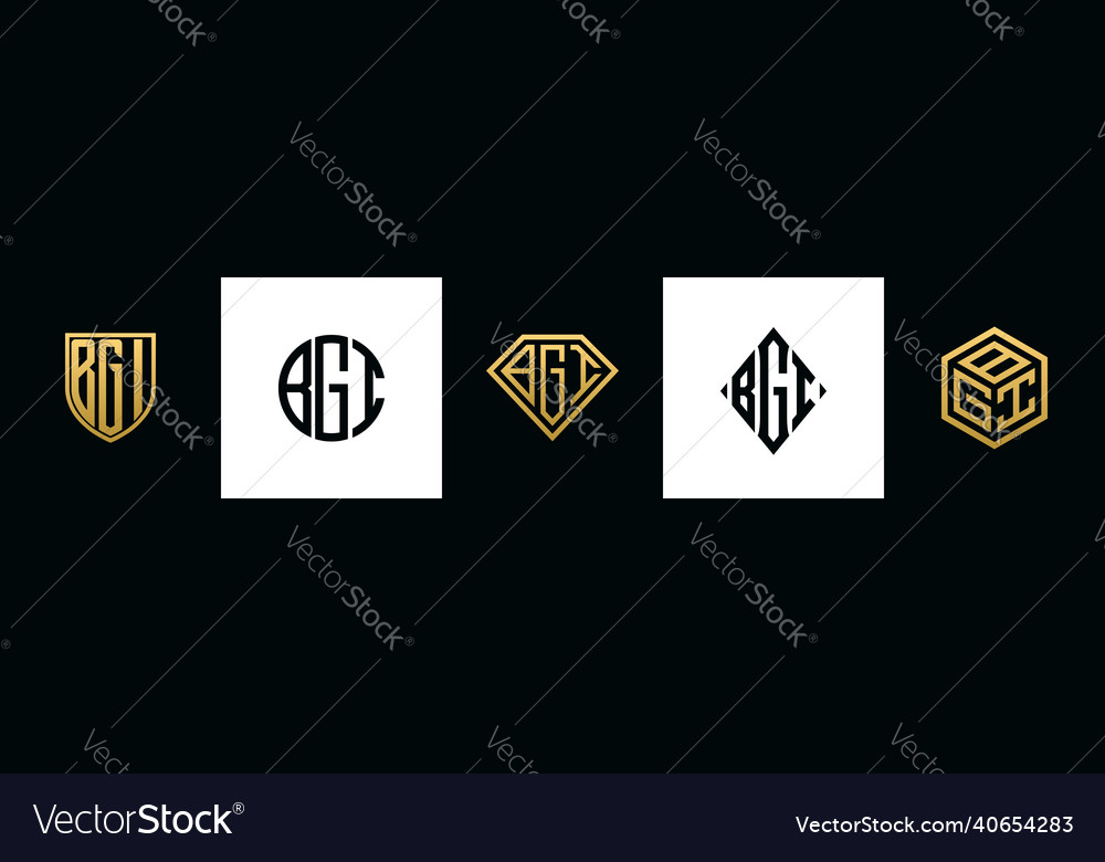 Initial letters bgi logo designs bundle Royalty Free Vector