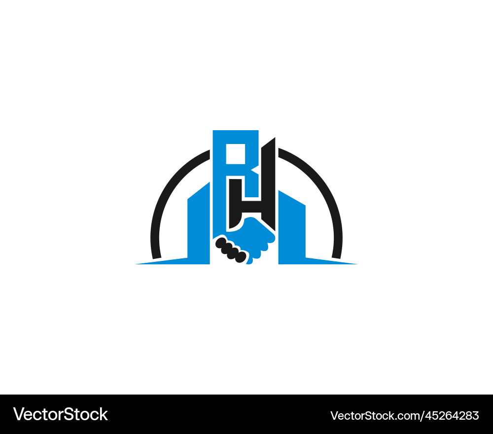 Letter rh handshake and modern building logo Vector Image