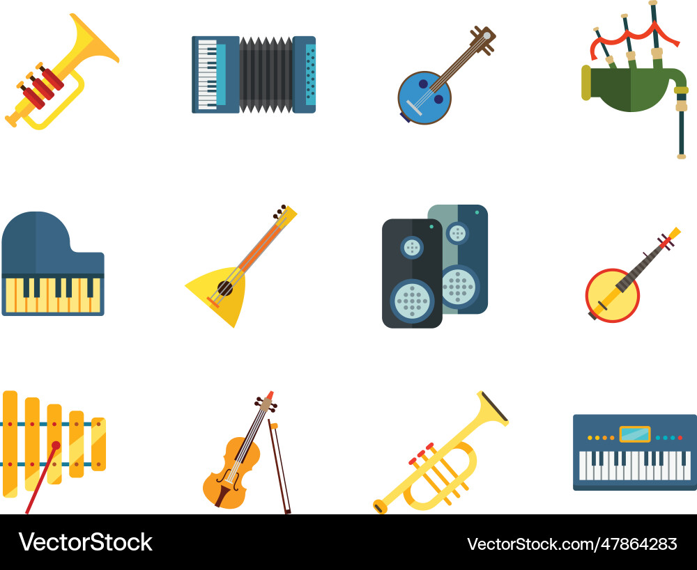 Listening to music icon set Royalty Free Vector Image