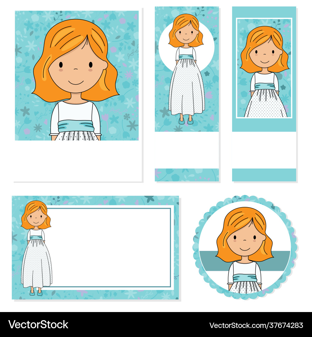 My first communion girl cards different format Vector Image