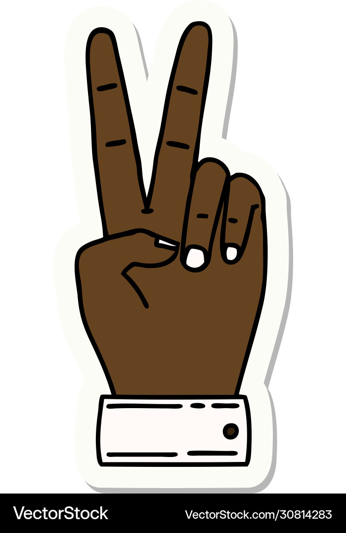 Peace symbol two finger hand gesture sticker Vector Image