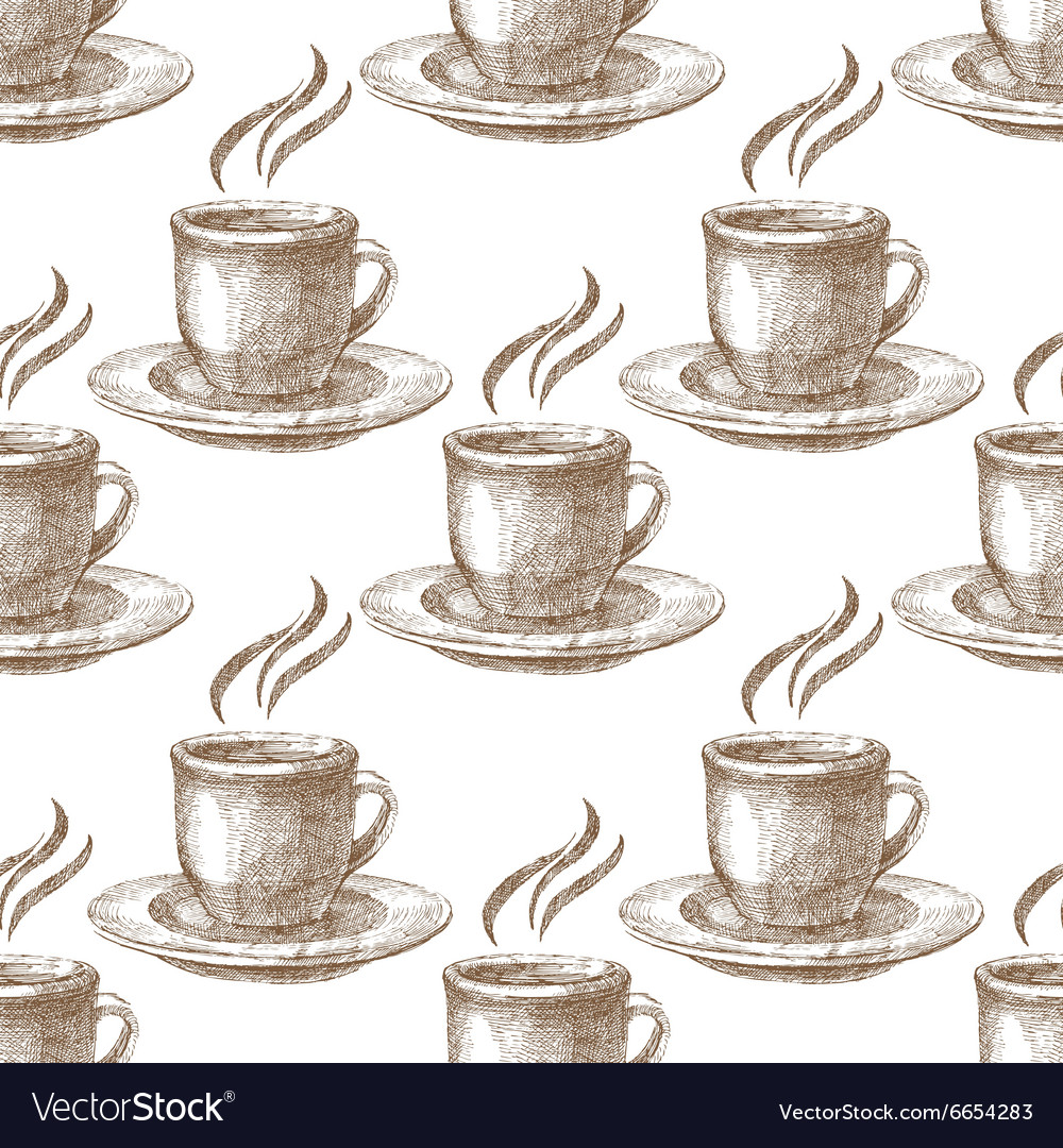 Seamless pattern with cups Royalty Free Vector Image