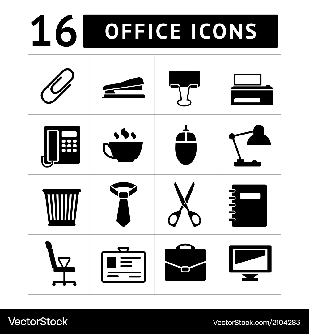 Set icons of office Royalty Free Vector Image - VectorStock
