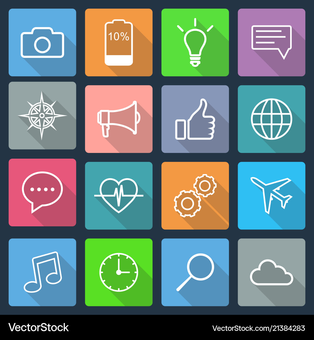 Set of flat icons for mobile app and web Vector Image