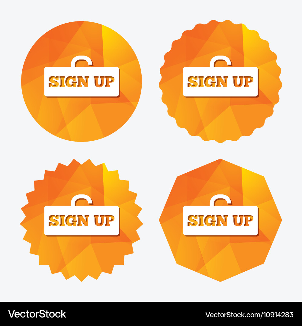 Sign up icon registration symbol Royalty Free Vector Image