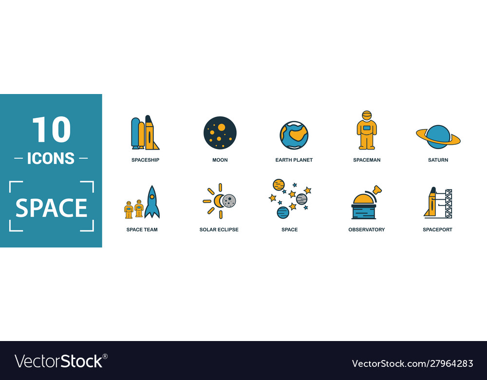 Space icon set include creative elements earth Vector Image