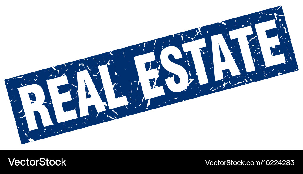 Square grunge blue real estate stamp Royalty Free Vector