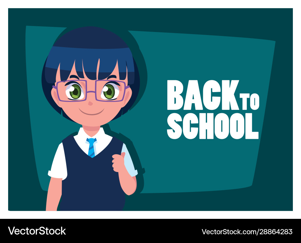 Student boy with back to school label Royalty Free Vector