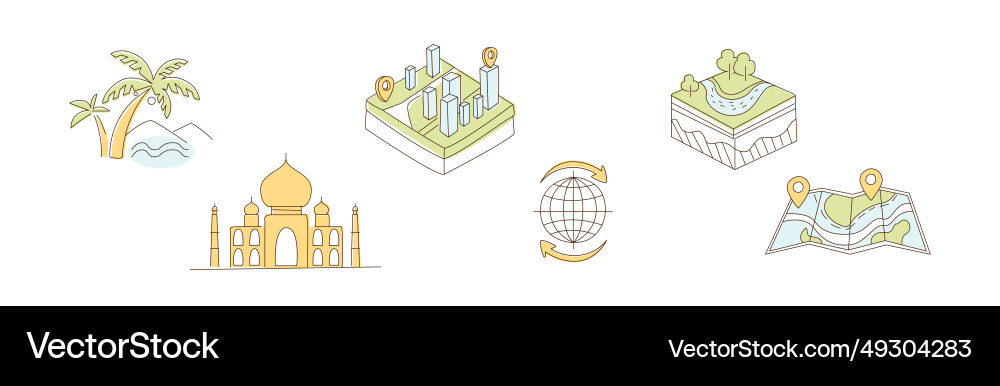 Tourism and travel on vacation object element Vector Image