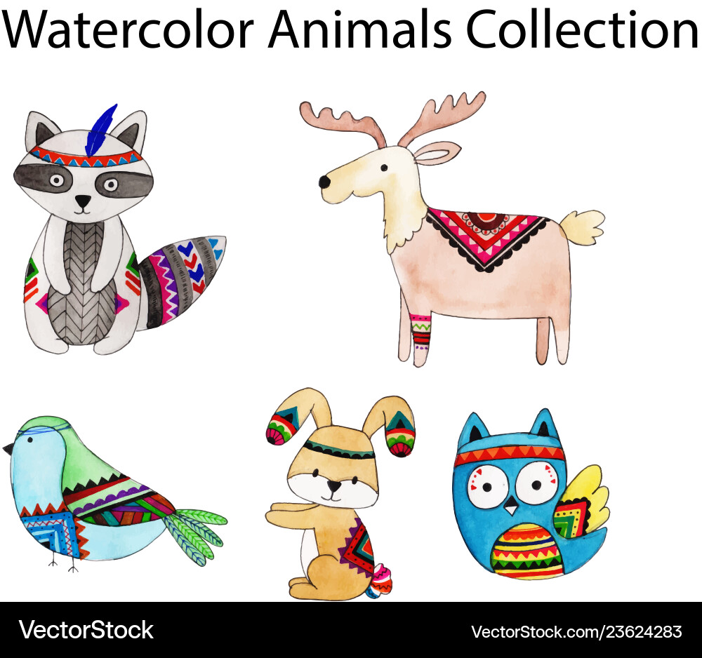 Watercolor cartoon collection Royalty Free Vector Image