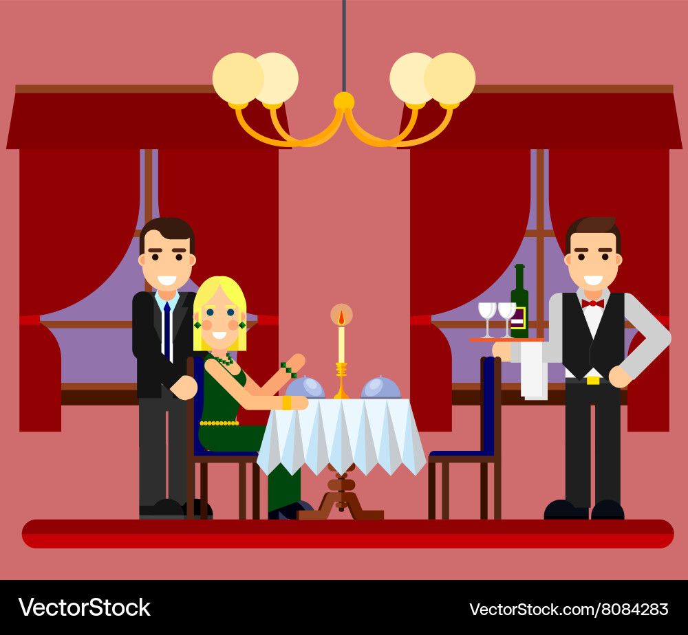 Young romantic couple date in restaurant Vector Image