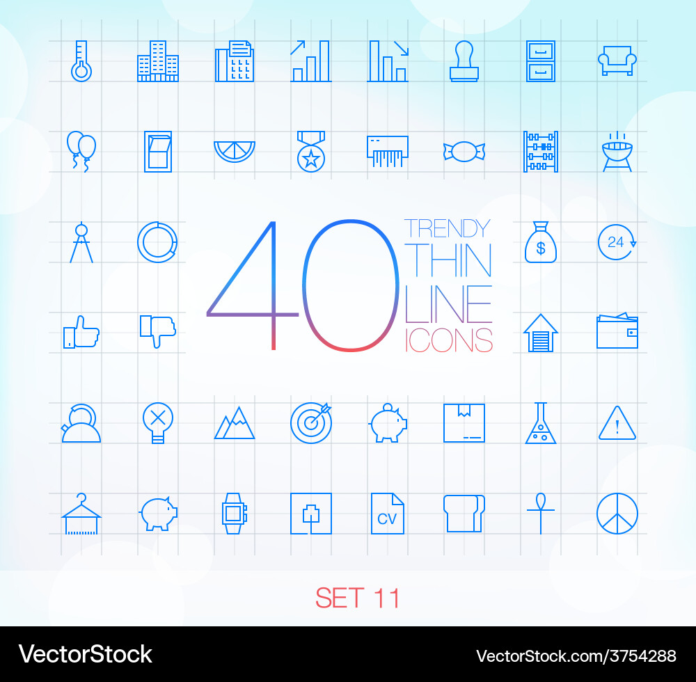 40 Trendy Thin Icons for web and mobile Set 11 Vector Image