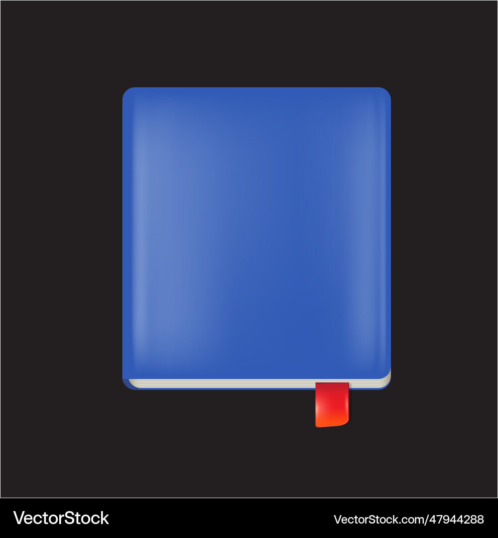 Blue book with red bookmark isolated Royalty Free Vector