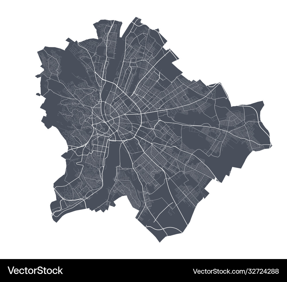 Budapest map detailed map city poster Royalty Free Vector