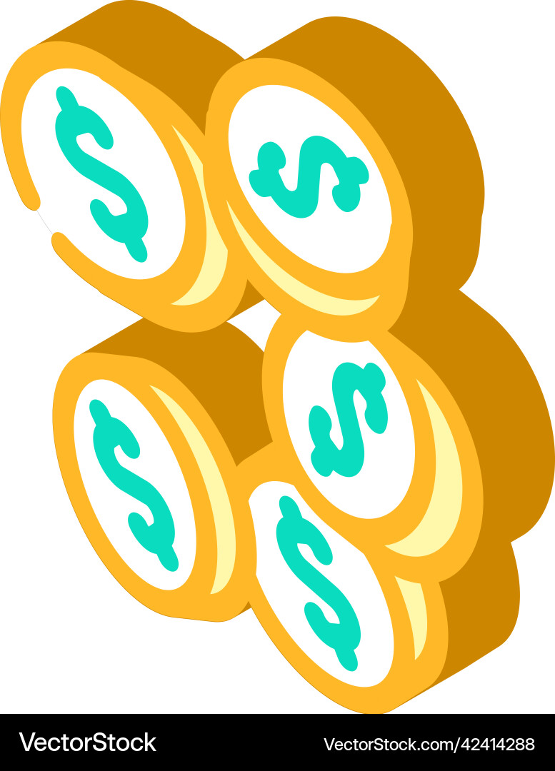 Coins money isometric icon Royalty Free Vector Image