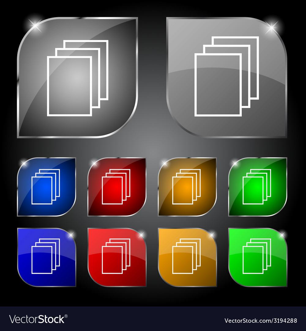 Copy file sign icon duplicate document symbol set Vector Image