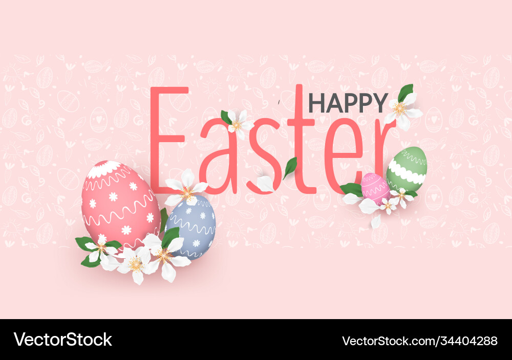 Happy easter colourful eggswith different texture Vector Image