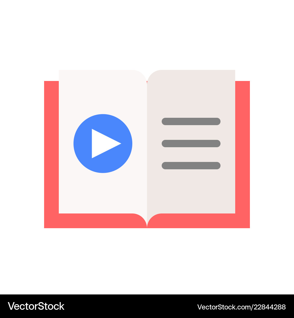 Play button on book online education icon concept Vector Image
