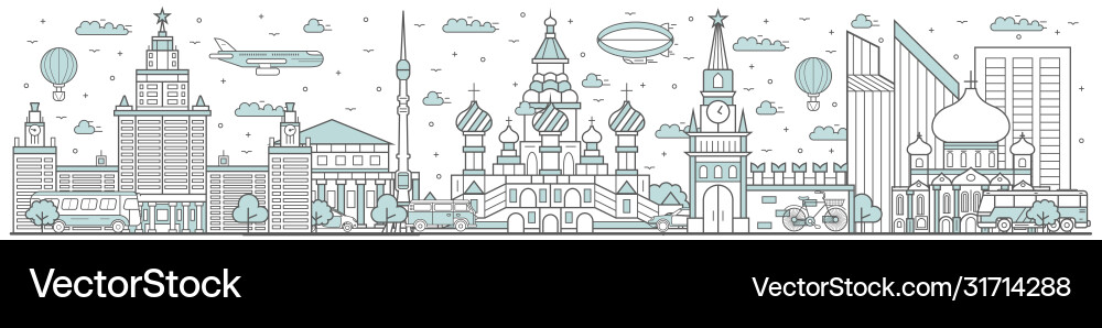 Russia skyline line cityscape Royalty Free Vector Image