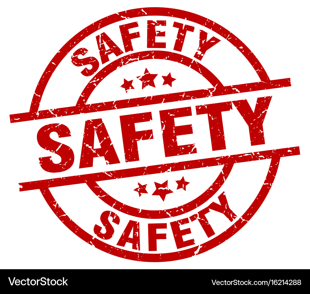 Safety round red grunge stamp Royalty Free Vector Image