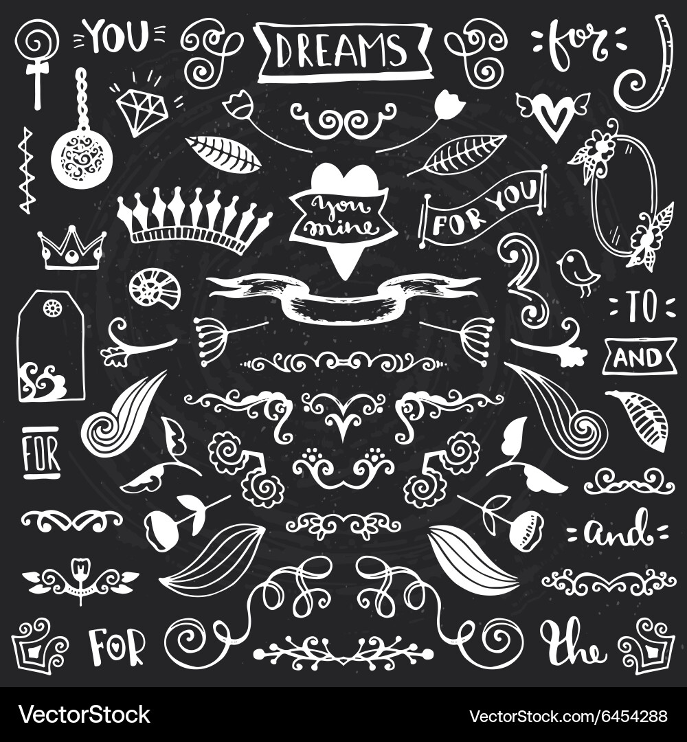 Set of vintage sketch elements Royalty Free Vector Image