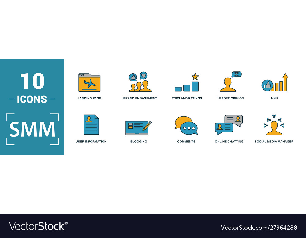 Smm icon set include creative elements content Vector Image