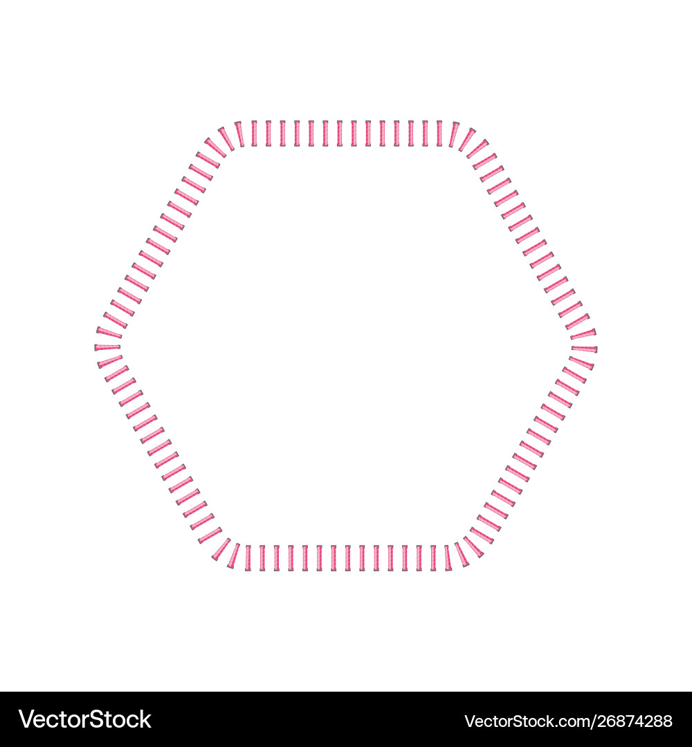 Stitched polygon shaped border or sewing seams Vector Image
