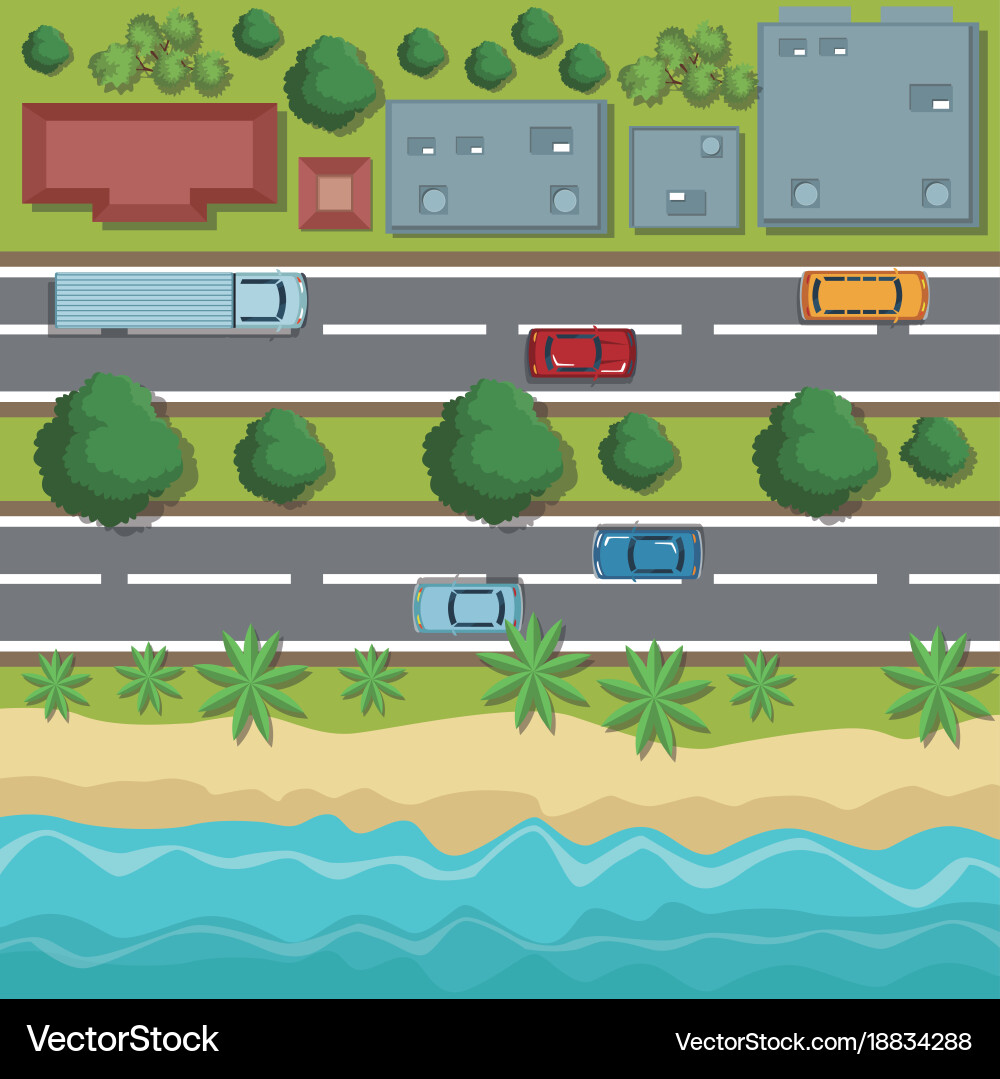 Urban top view cartoon Royalty Free Vector Image