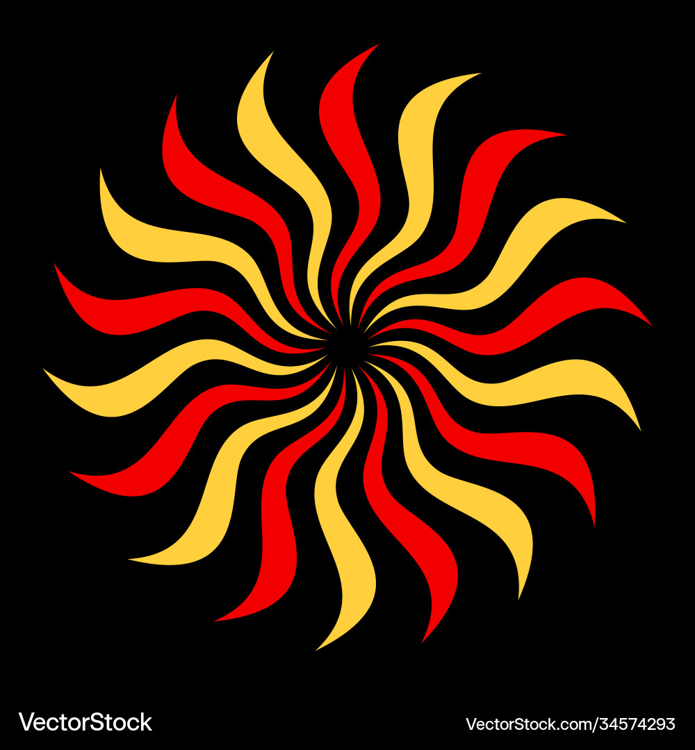 Abstract sun symbol isolated on black background Vector Image