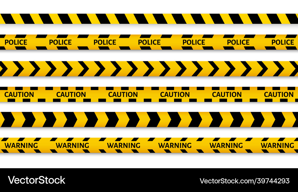 Caution police line danger black and yellow Vector Image