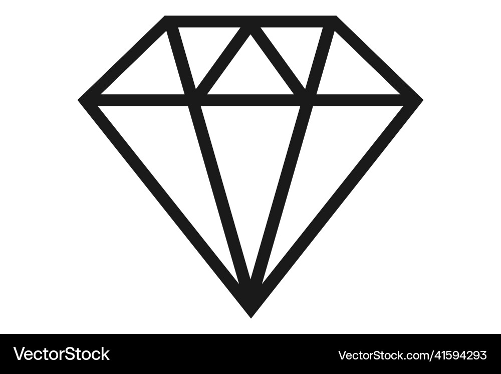 Diamond icon outline symbol gem sign Royalty Free Vector