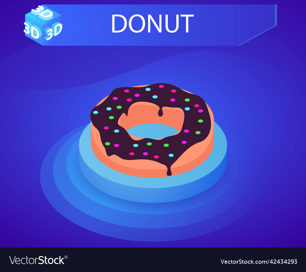 Donut isometric design icon web 3d colorful Vector Image