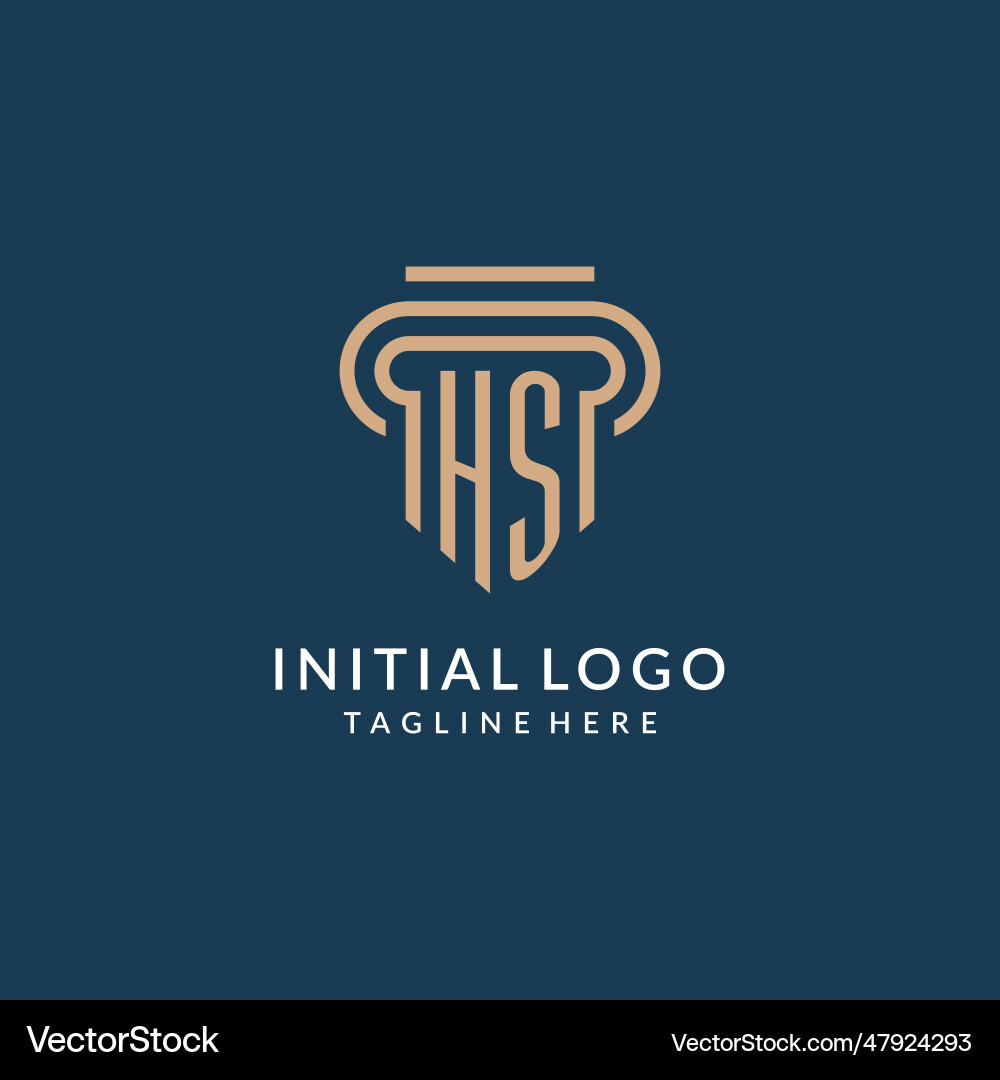 Initial hs pillar logo style luxury modern lawyer Vector Image
