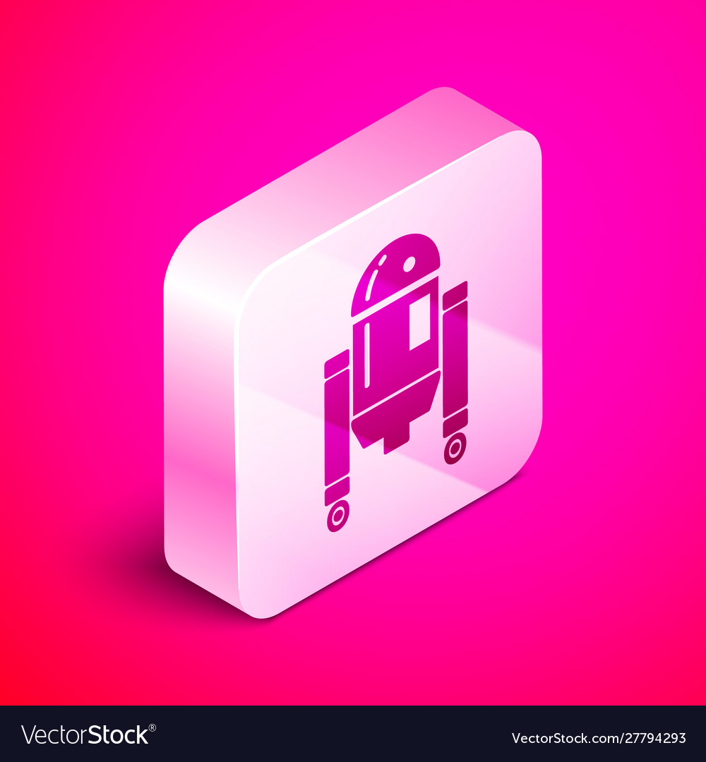 Isometric robot icon isolated on pink background Vector Image