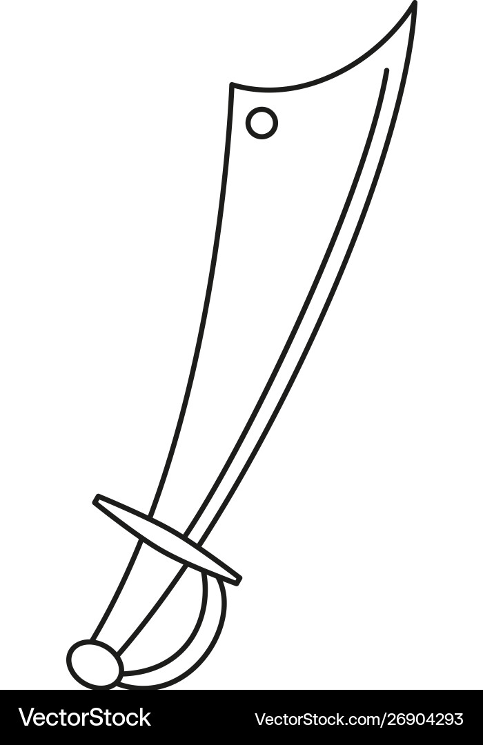 Line art black and white scimitar Royalty Free Vector Image