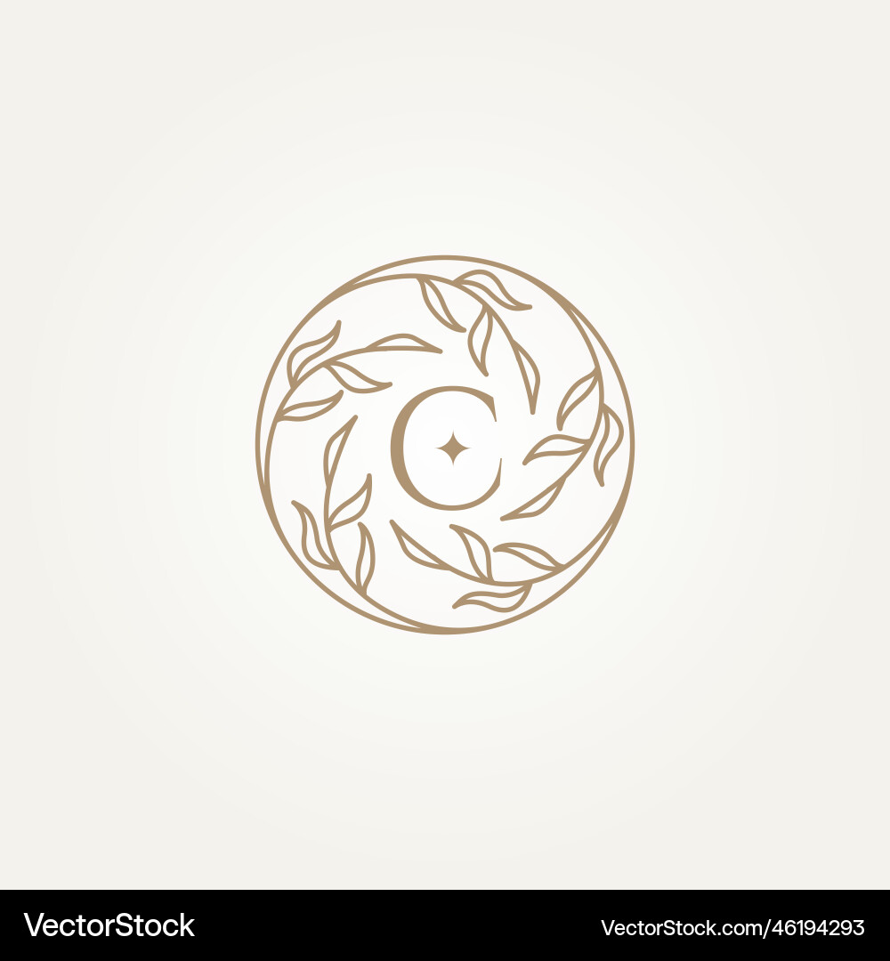Minimalist luxury letter c icon logo label Vector Image