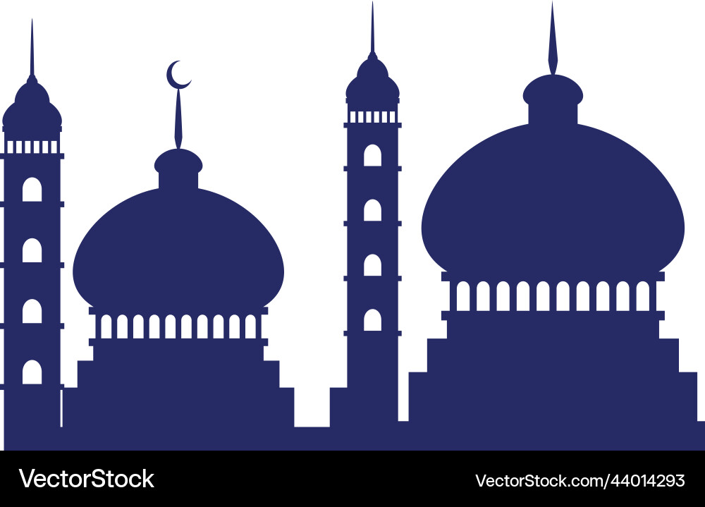 Muslim temple blue silhouette Royalty Free Vector Image