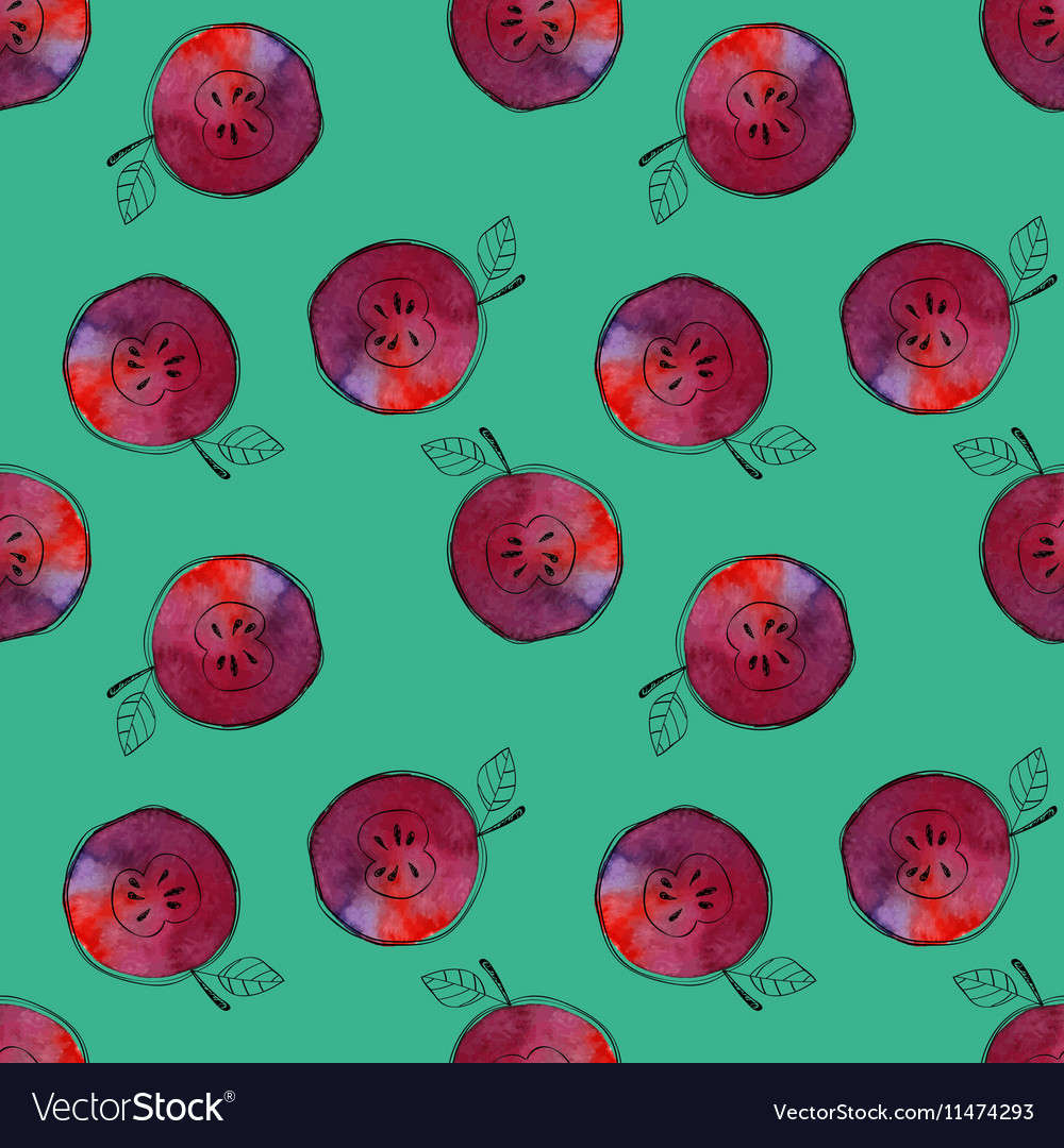 Seamless pattern of watercolor red apple Vector Image