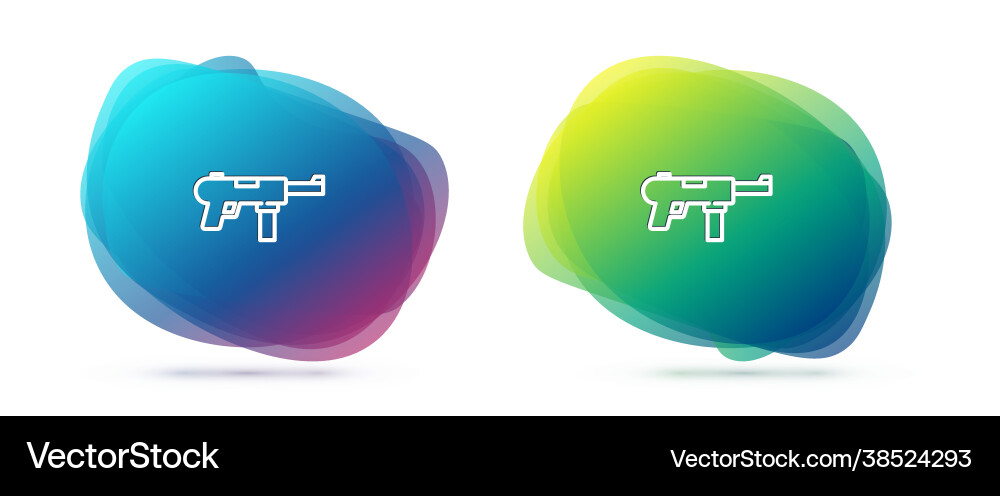 Set line submachine gun m3 grease gun icon Vector Image