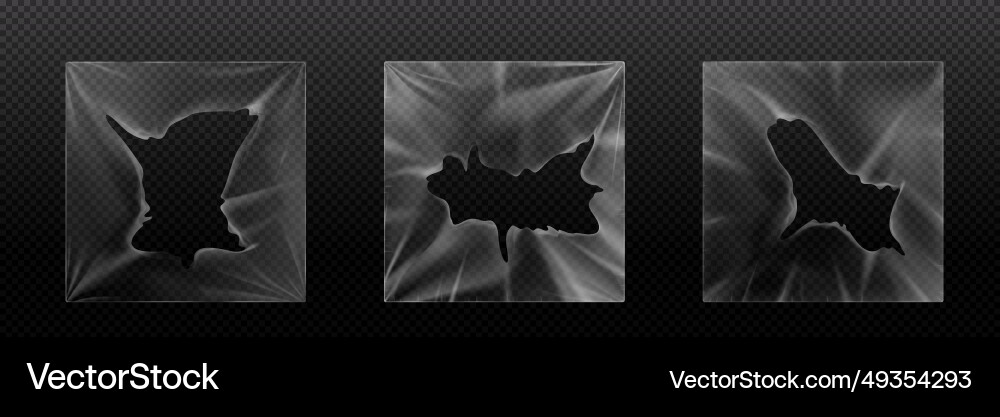 Torn vinyl cover with shrink and hole effect Vector Image