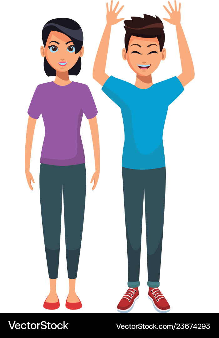 Young people couple body Royalty Free Vector Image